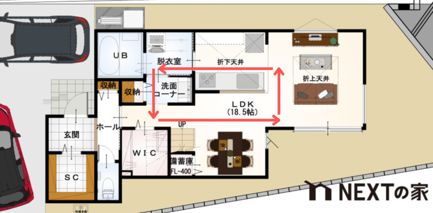 回遊動線のある間取りとは？「メリット・デメリット」「間取り事例3選」をご紹介 | NEXTの家